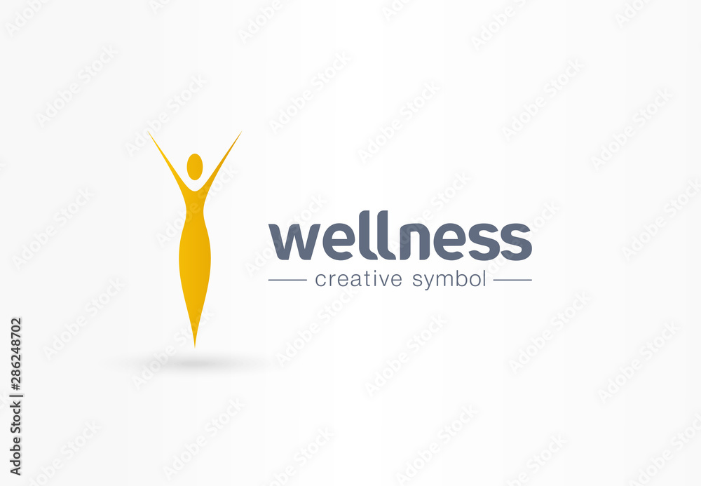 Wellness, yoga girl silhouette creative symbol concept. Healthy ...