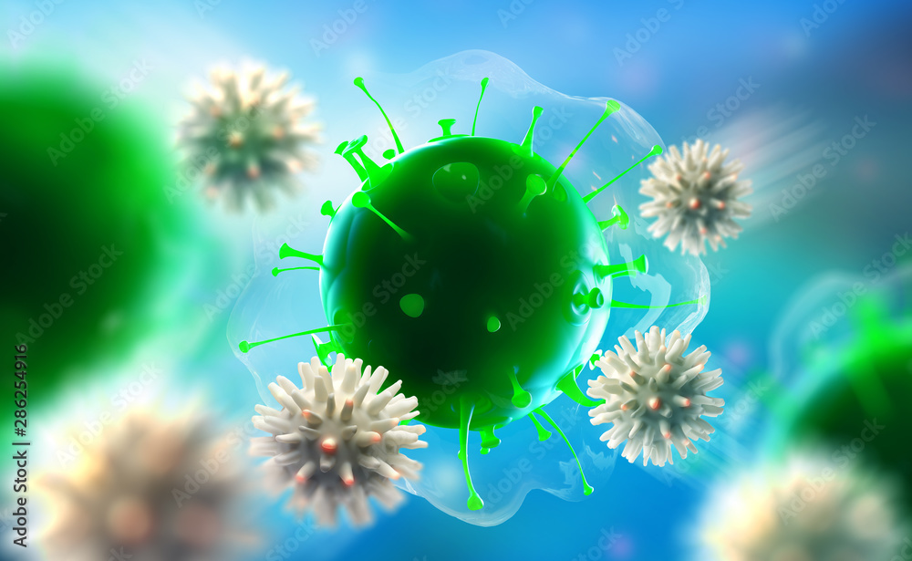 Illustration Stock Immune system fights viral infections in body. 3D ...