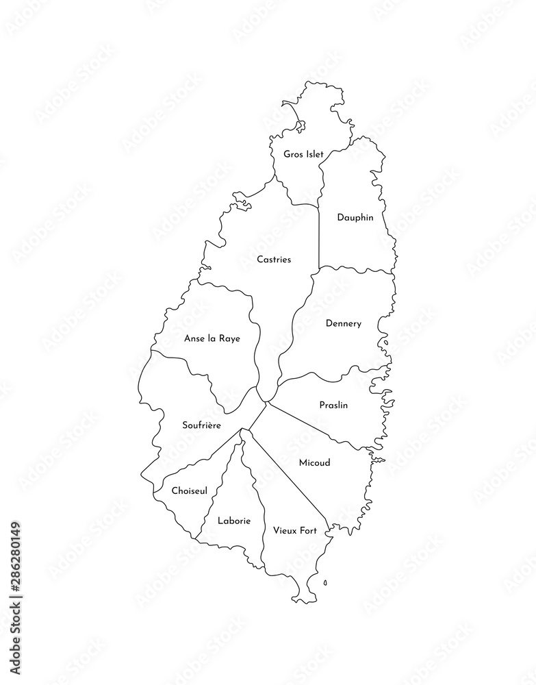 Vector isolated illustration of simplified administrative map of Saint ...