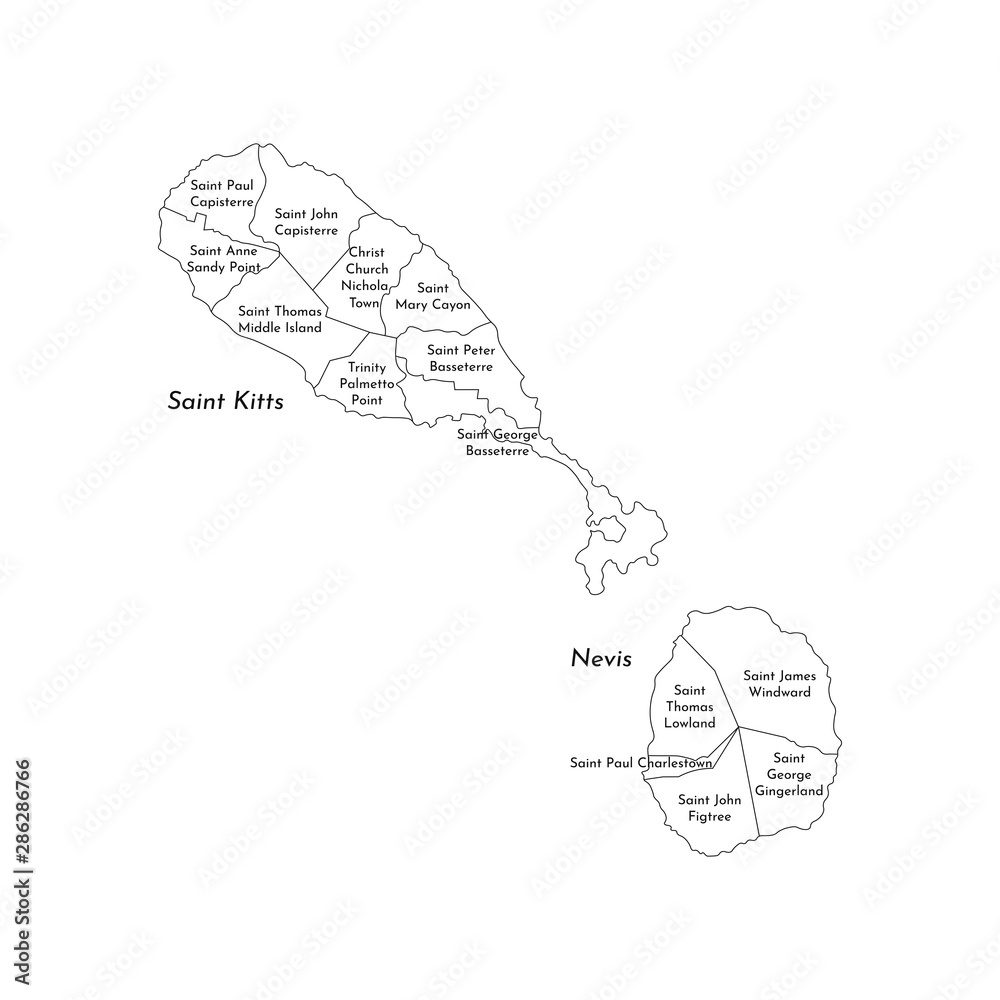 Vector isolated illustration of simplified administrative map of Saint ...