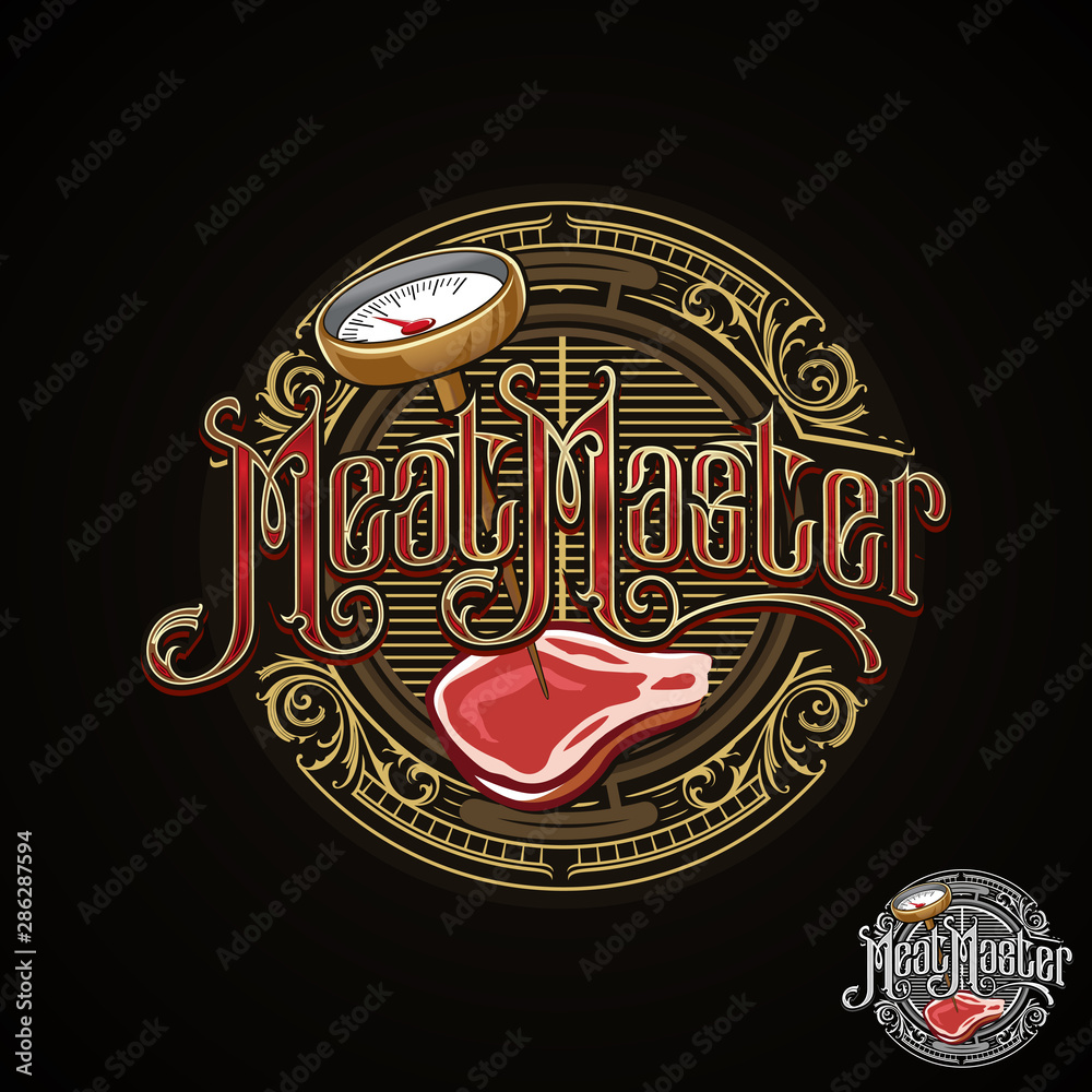 Meat Master Vintage Logo Stock Vector | Adobe Stock