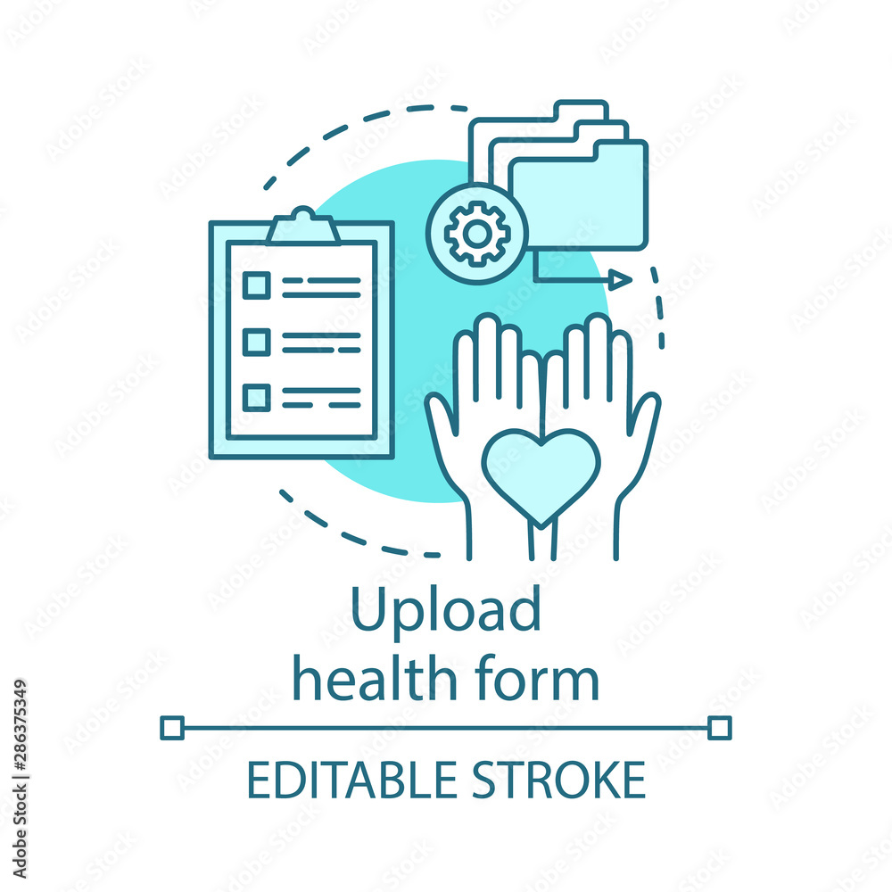 Upload health form concept icon. Camp, interest club application idea ...