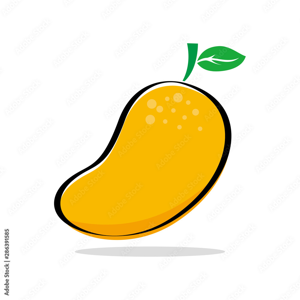 Mango vector illustration with black stroke isolated on white ...