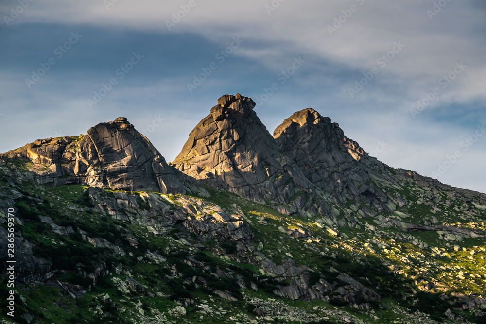 Gorgeous view on top of western Sayan mountain range during summer ...