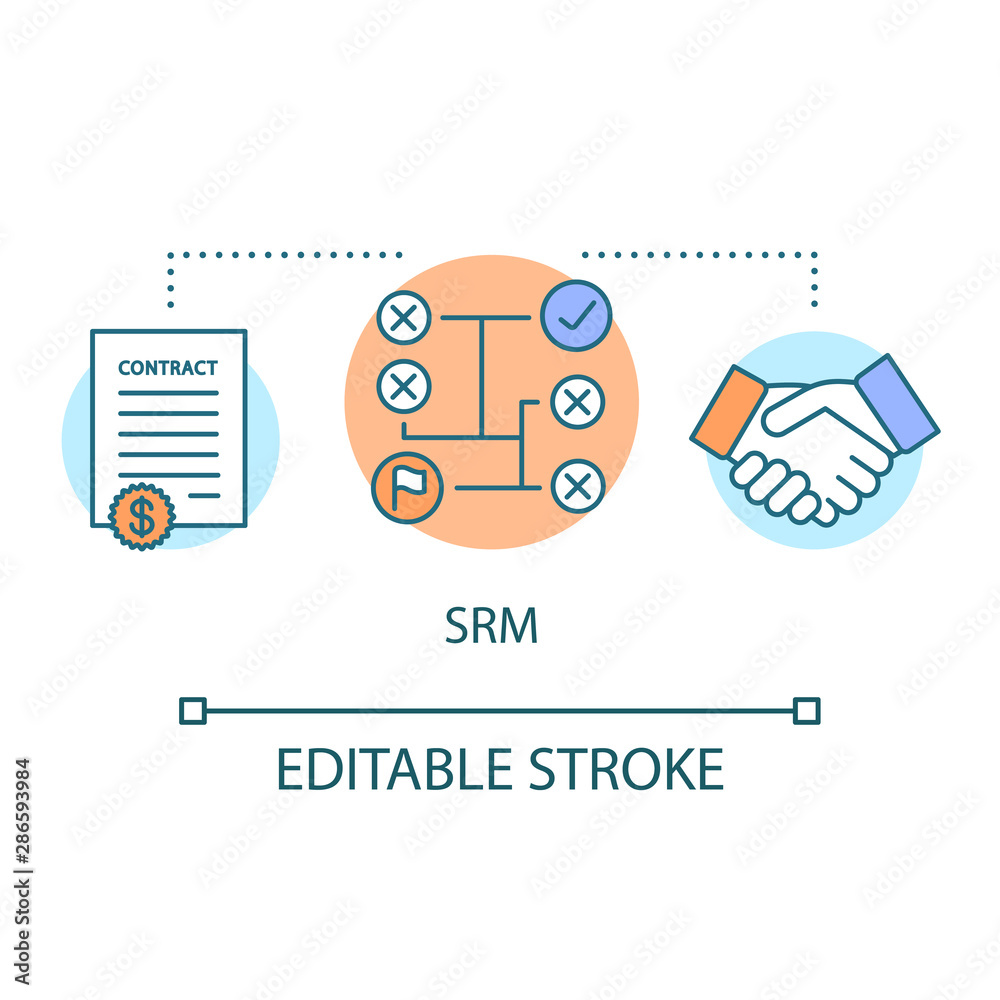SRM concept icon. Supplier relationship management idea thin line ...