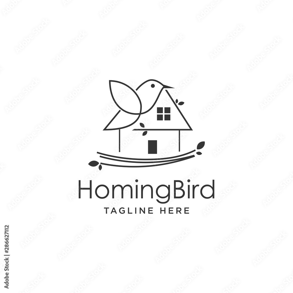 Home Humming Bird Real Estate Logo Stock Vector | Adobe Stock