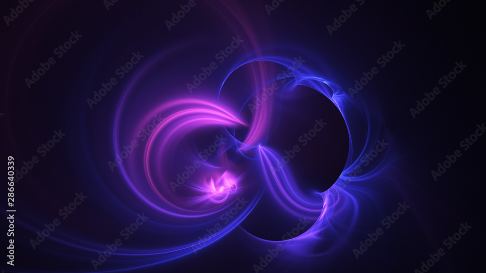 Abstract transparent blue and violet smoky shapes. Fantasy light ...