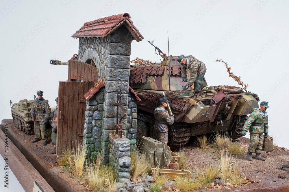 German t-V Panther in ambush, Western European theater of world war II ...