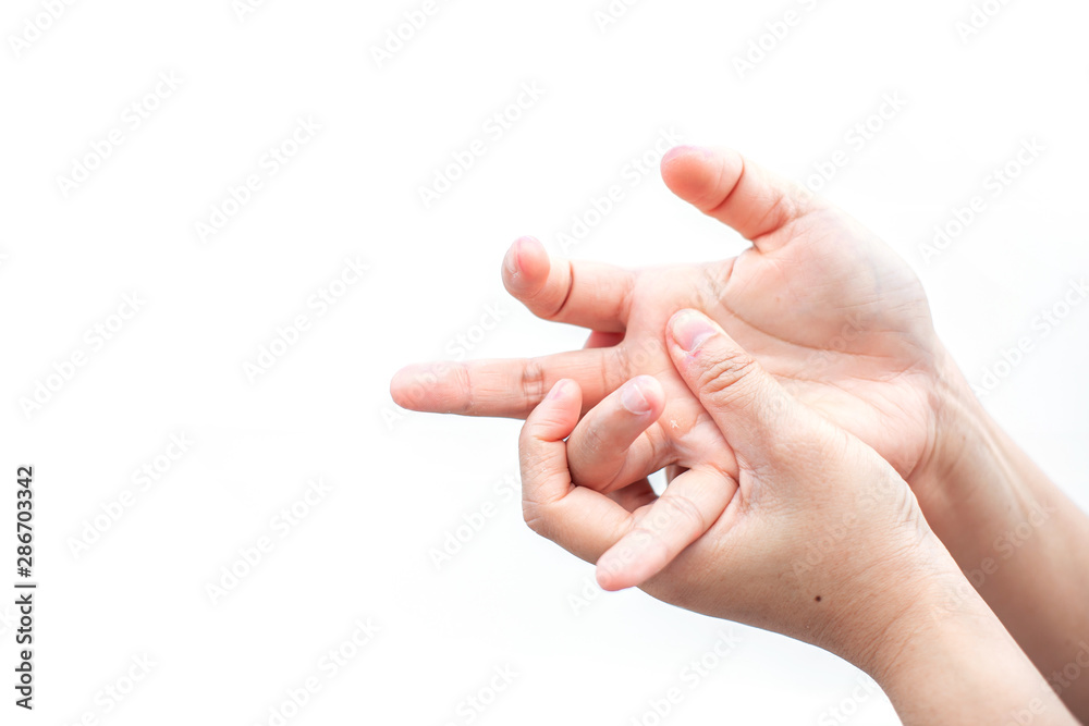 Foto de Stock Trigger Finger Caused by People working on computer ...