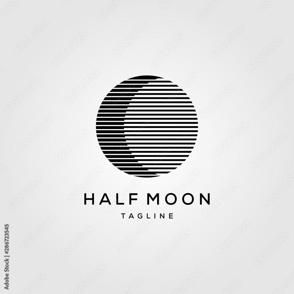 half moon line art logo template icon vector design Stock Vector ...