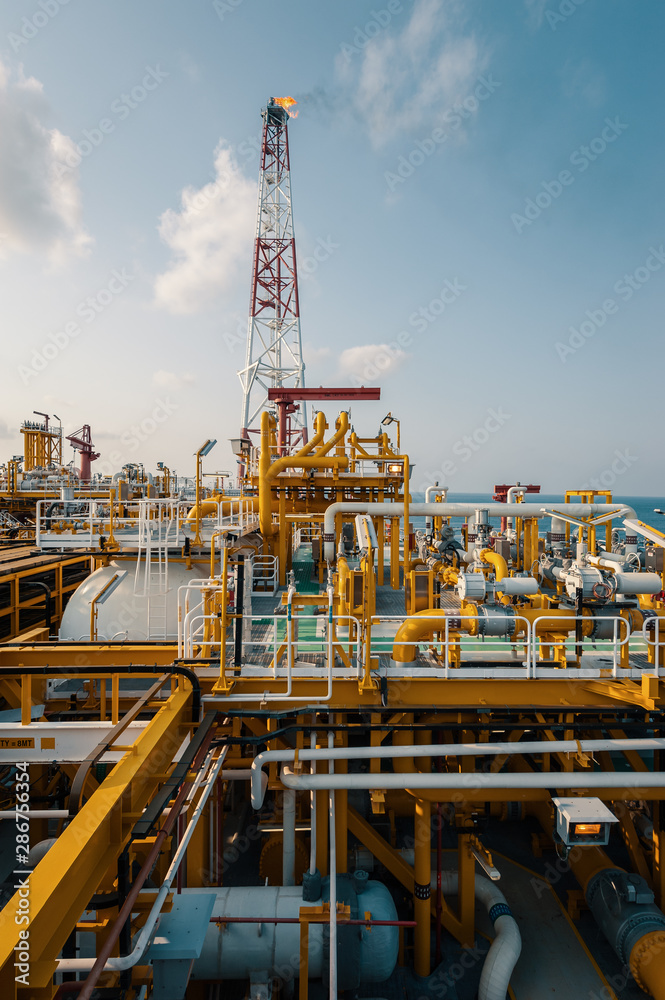 Top side of FPSO offshore vessel with tower Stock Photo | Adobe Stock