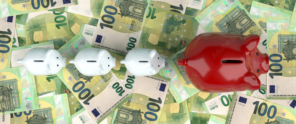 Piggy Banks Euro Banknotes Stock Illustration | Adobe Stock