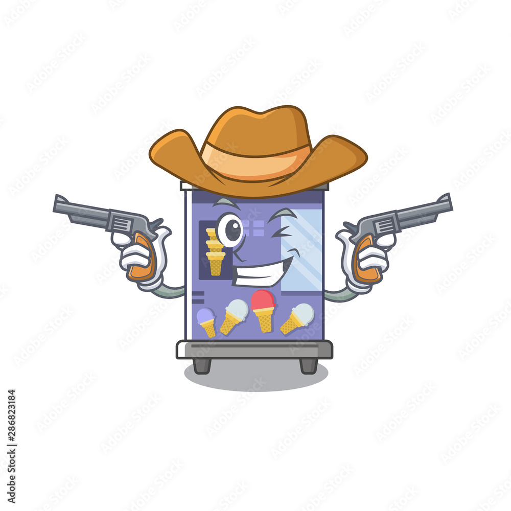 Cowboy ice cream vending machine cartoon formed character Stock Vector ...