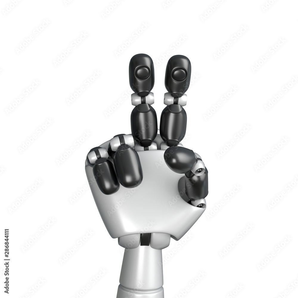Ilustración de Stock Count by robot hand. Robot fingers shows numbers ...