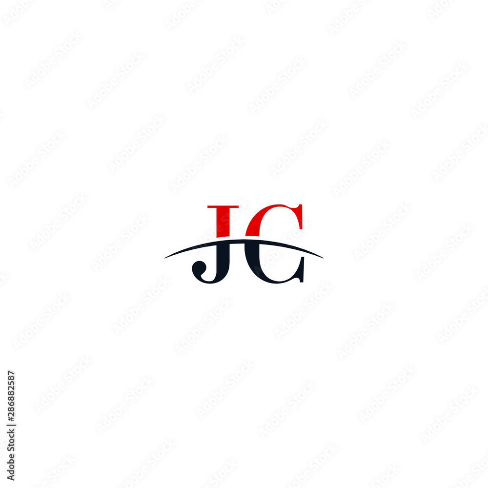 Initial letter JC, overlapping movement swoosh horizon logo company ...