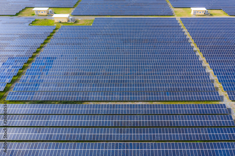 Solar energy farm producing clean renewable energy from the sun ...