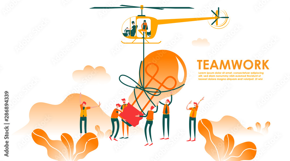 vector illustration team work, search for new ideas, teamwork in the ...