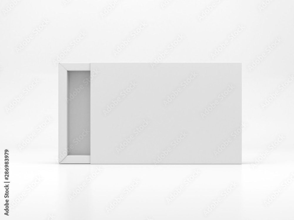 White sliding box Mockup in white studio Stock Illustration | Adobe Stock