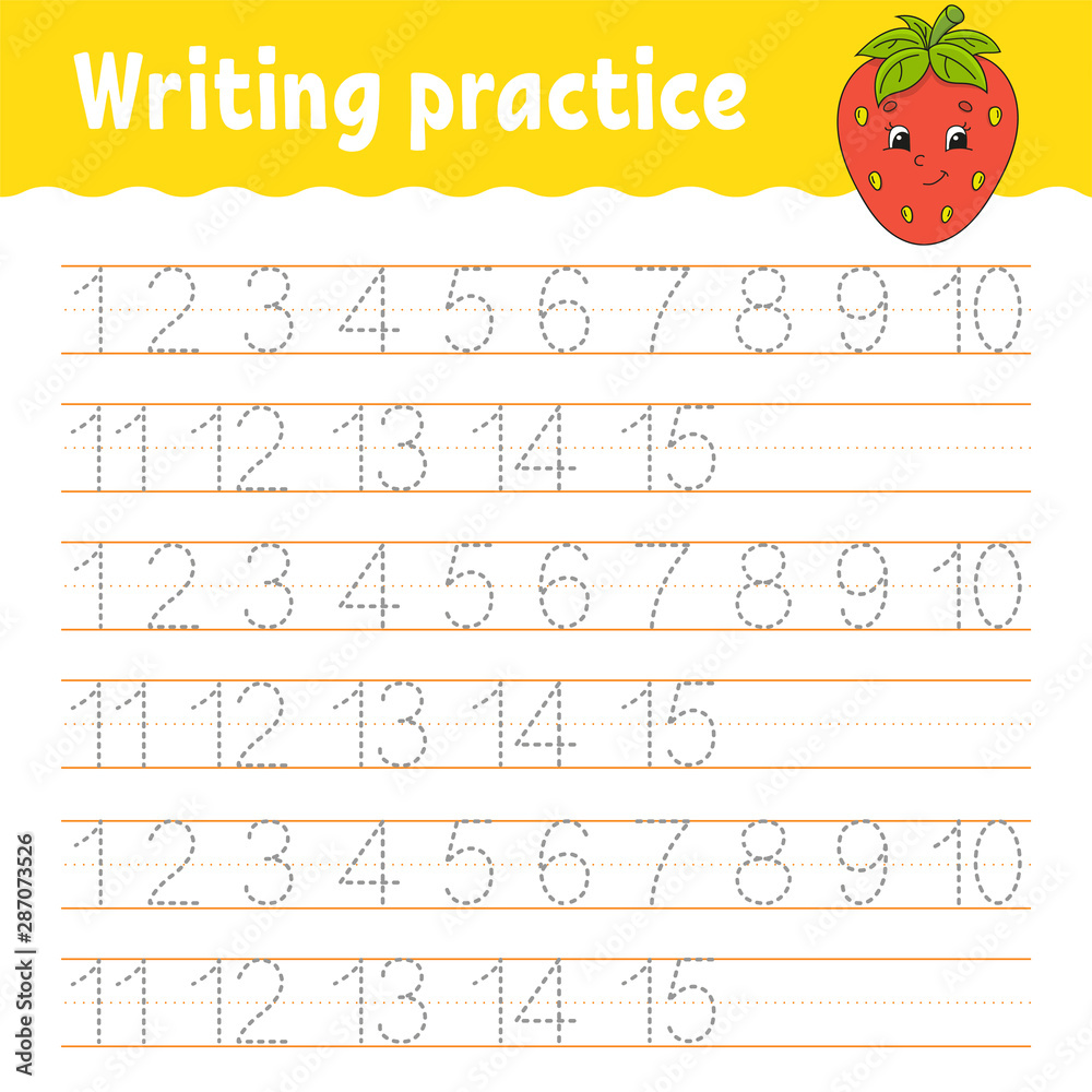 Trace and write. Handwriting practice. Learning numbers for kids ...