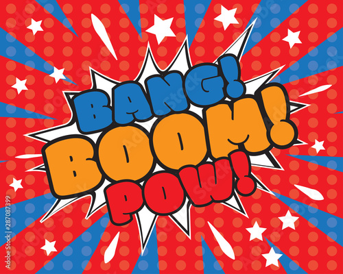 Pop art Bang Boom Pow, vector, retro poster design, wording design ...