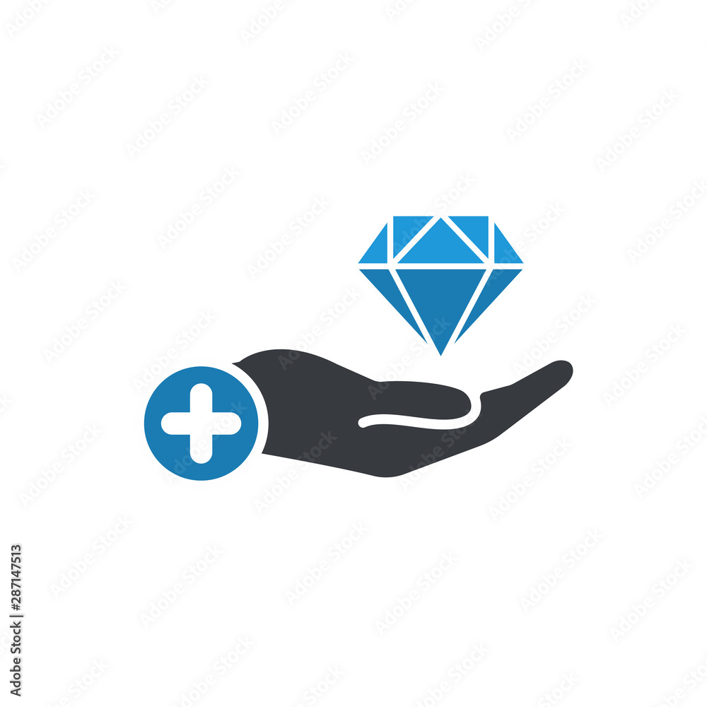 Diamond In The Hand Sign. Business Core Values Icon with add sign, new ...