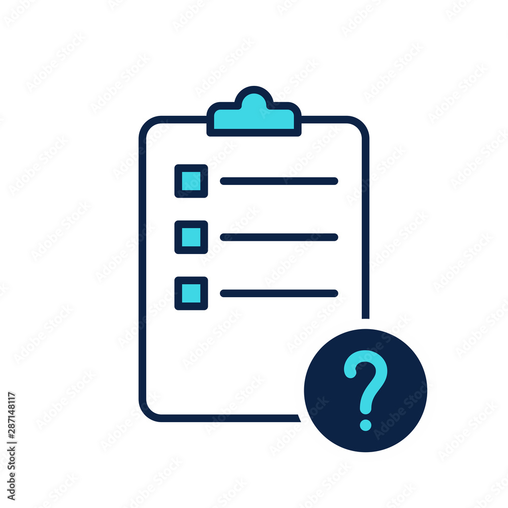 Vector de Stock Clipboard or checklist icon with question mark, help ...
