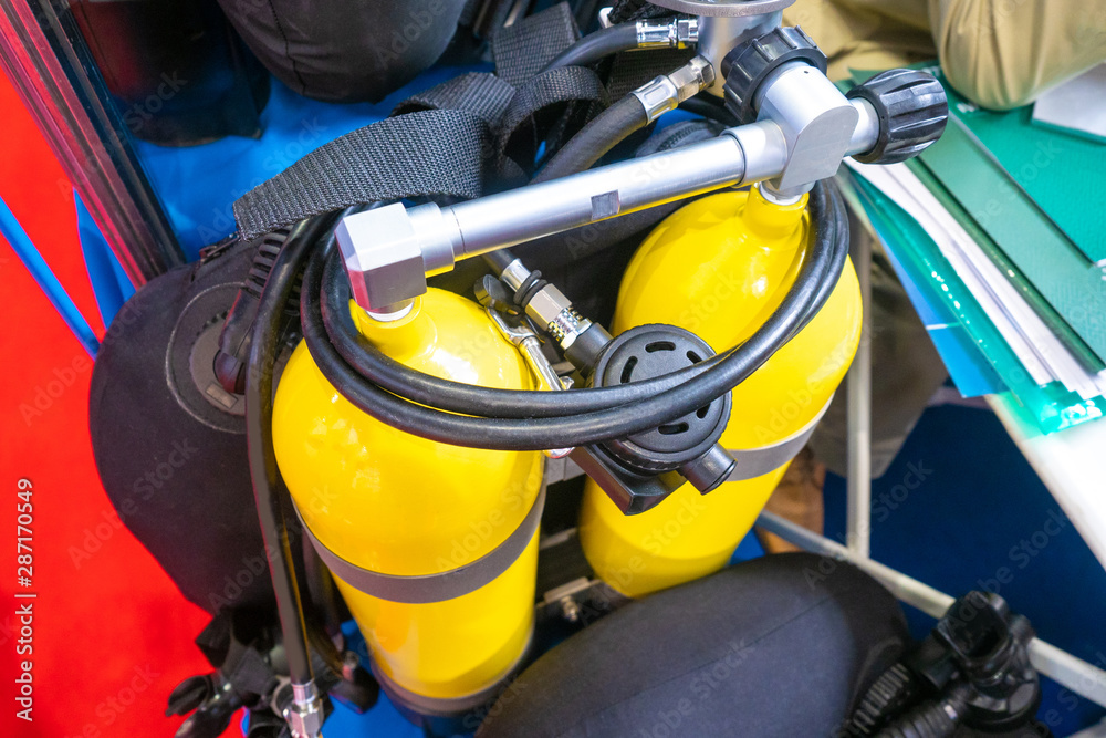 Photo Stock Scuba gear. Air tanks for Divers. Equipment for immersion ...