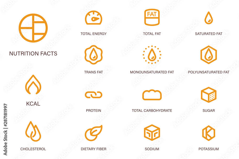 Nutrition facts icon in outline style (Second set) suitable for label ...
