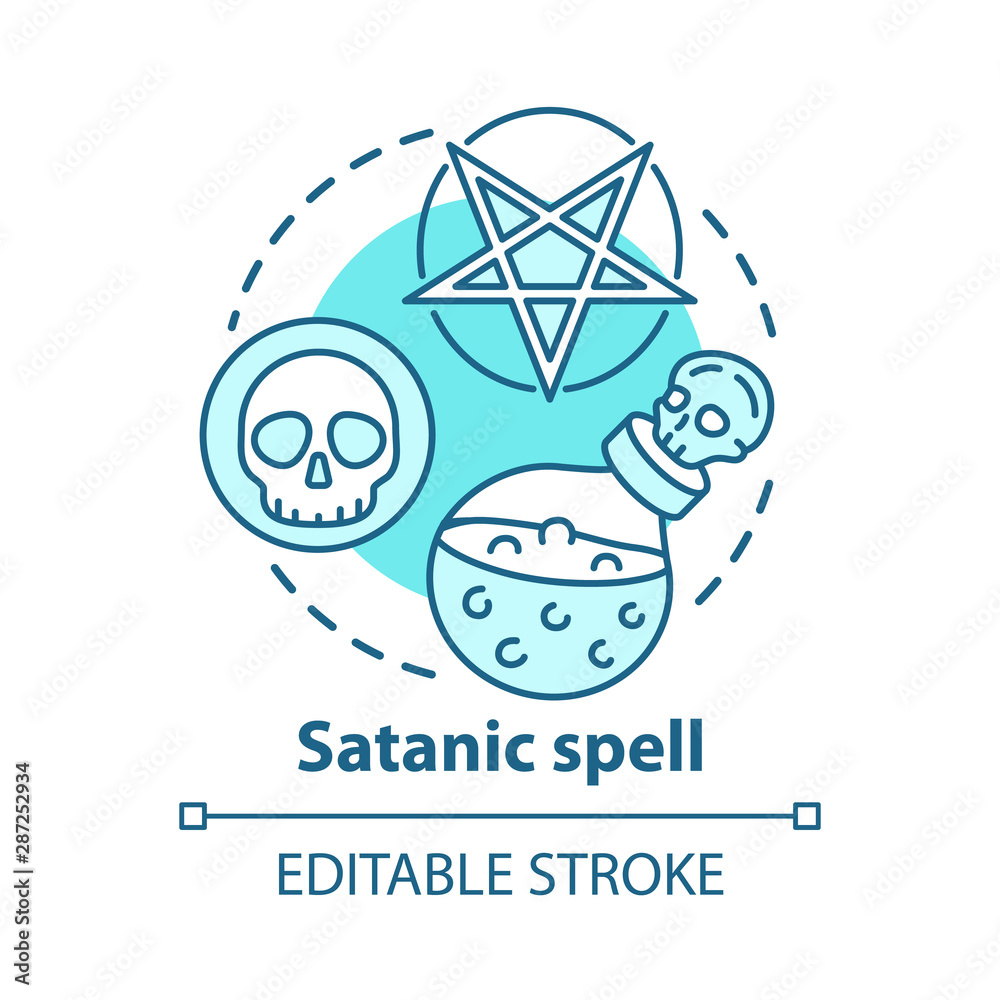 Satanic spell concept icon. Witchcraft and alchemy idea thin line ...