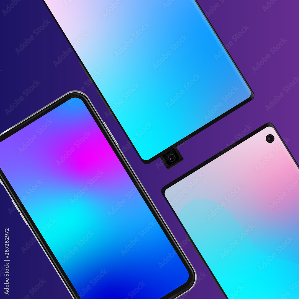 Realistic phone screen template no notch front view smart-phone mobile ...