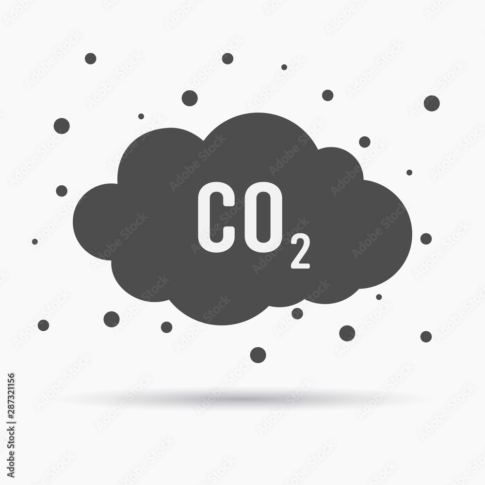 co2 emissions icon cloud vector flat, carbon dioxide emits symbol, smog ...