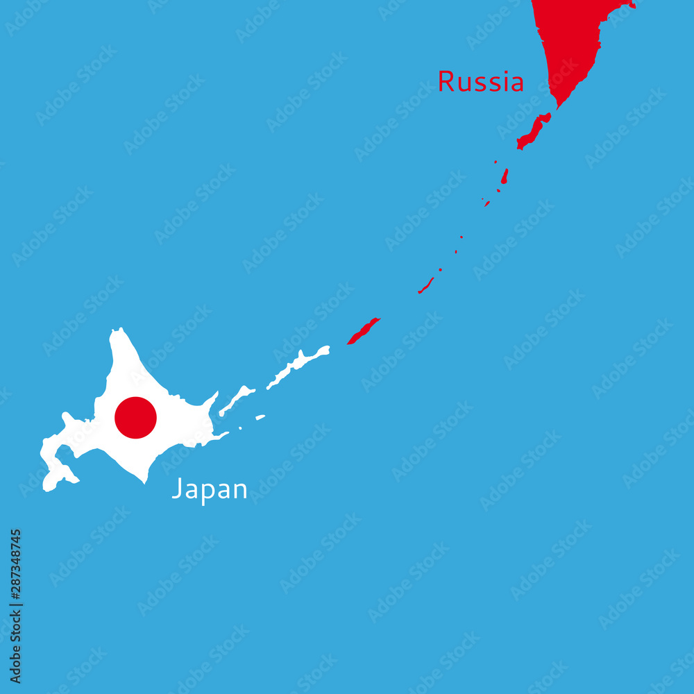 Map of the Kuril Islands territory. Japanese and Russian Islands in the ...