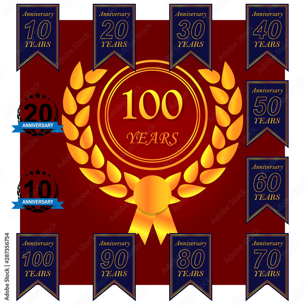 100 years multicolored icon . Set of anniversary illustration icons ...