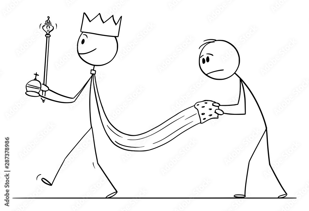 Vector cartoon stick figure drawing conceptual illustration of fantasy ...