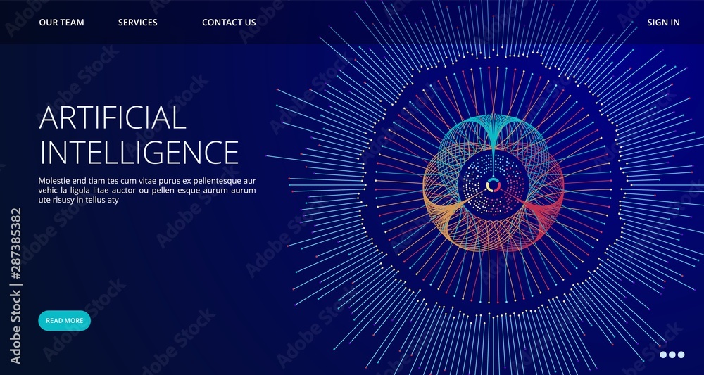 Artificial Intelligence landing page. Vector AI concept web banner ...
