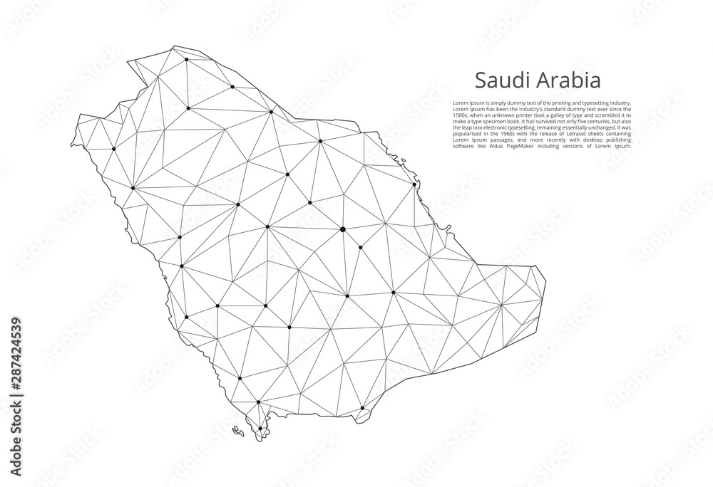Vector de Stock Saudi Arabia communication network map. Vector low poly ...