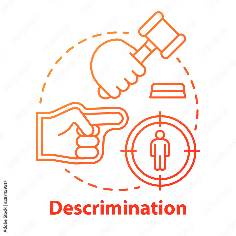 Prejudice & discrimination concept icon. Zero tolerance policy idea ...