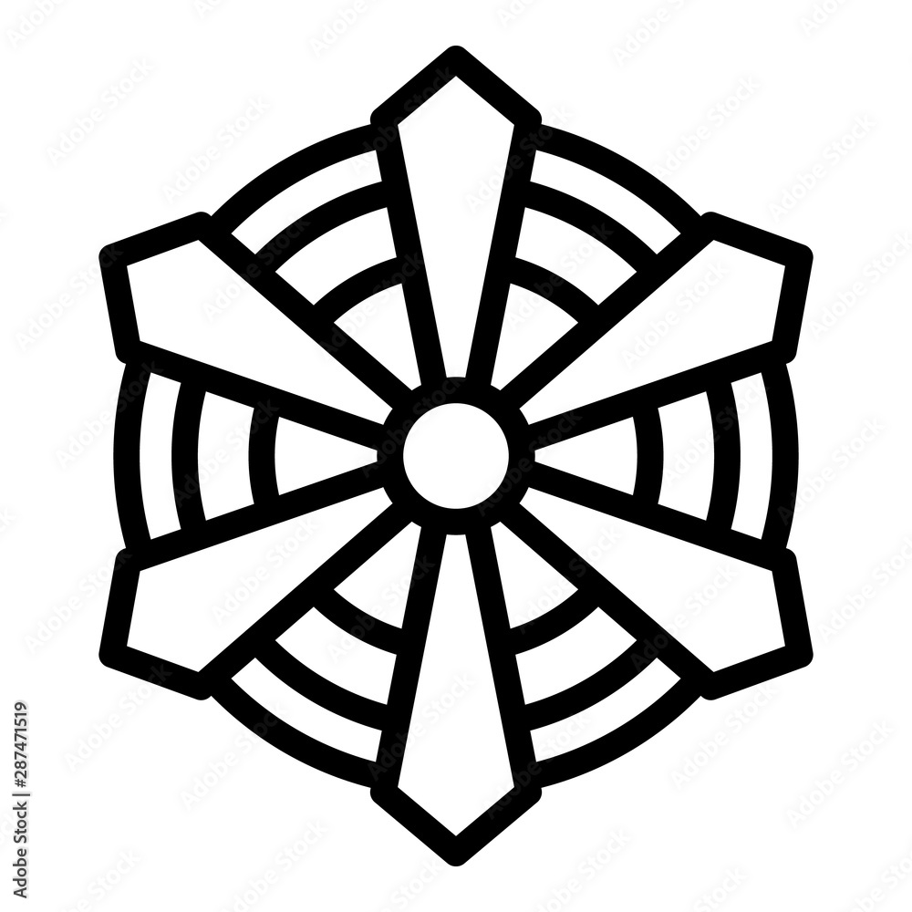 Six blade fan icon. Outline six blade fan vector icon for web design ...
