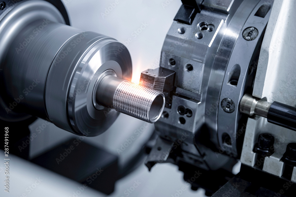 Cutting tool metal parts CNC lathe machine are working in modern ...