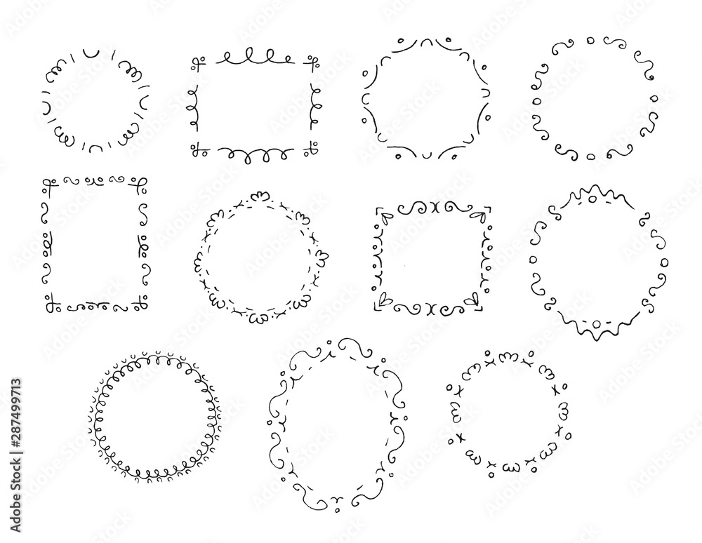 Hand drawn frames, borders - doodles, scribbles Stock Vector | Adobe Stock