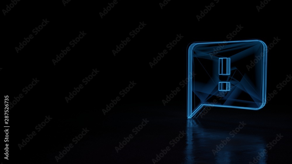 3d glowing wireframe symbol of symbol of interface isolated on black ...