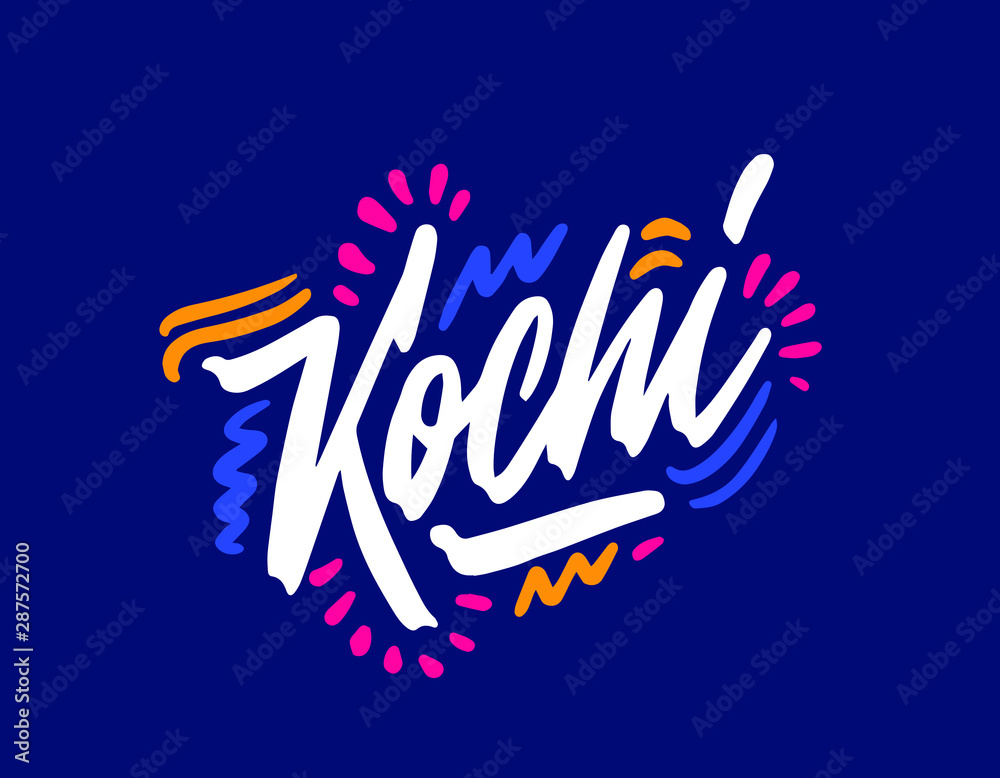 Kochi, text design. Vector calligraphy. Typography poster. Usable as ...