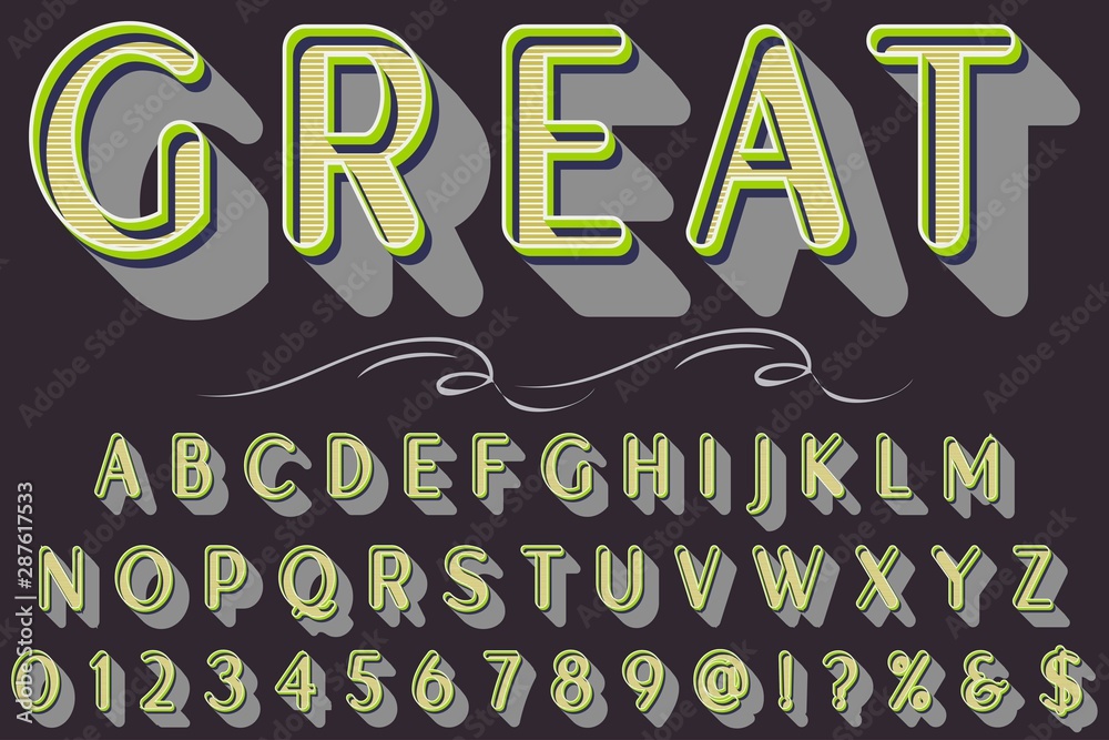 3d abc Font alphabet Script Typeface handcrafted handwritten vector ...