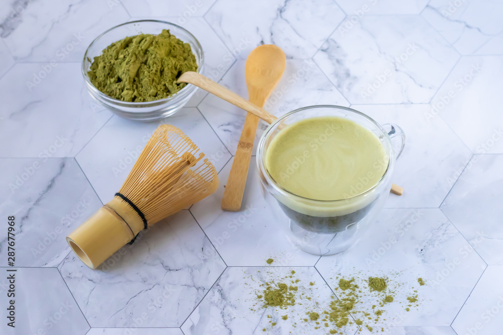 Matcha green tea with froth is a tasty way to enjoy energy and health ...
