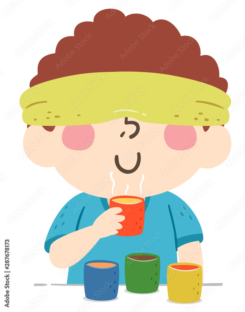Kid Boy Guess Smell Illustration Stock Vector | Adobe Stock