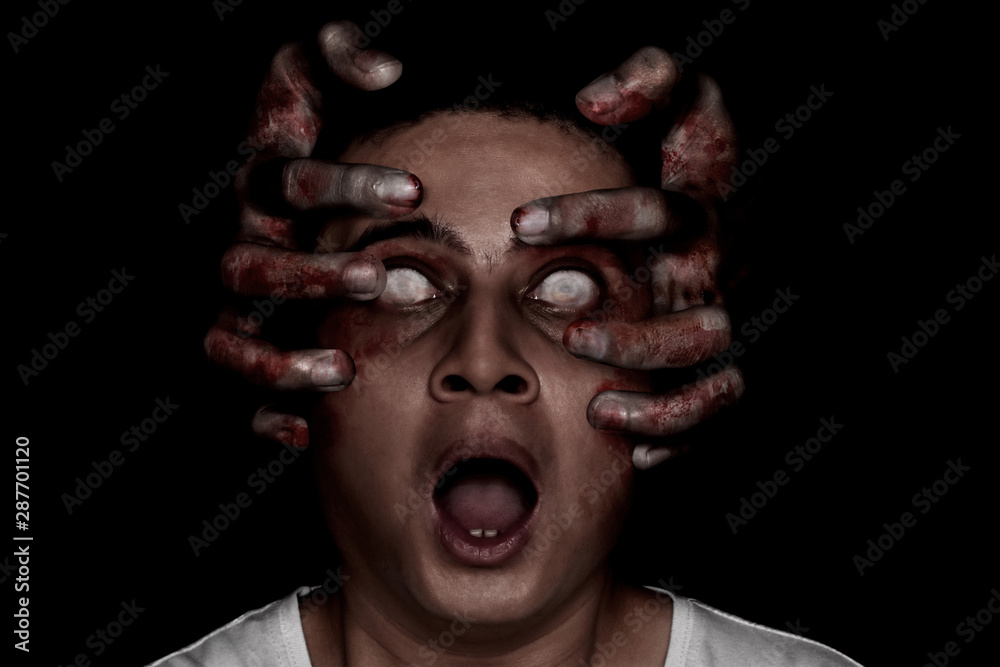 Young man possessed by devil Stock Photo | Adobe Stock