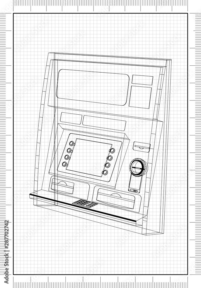 Atm machine - Blueprint Stock Illustration | Adobe Stock