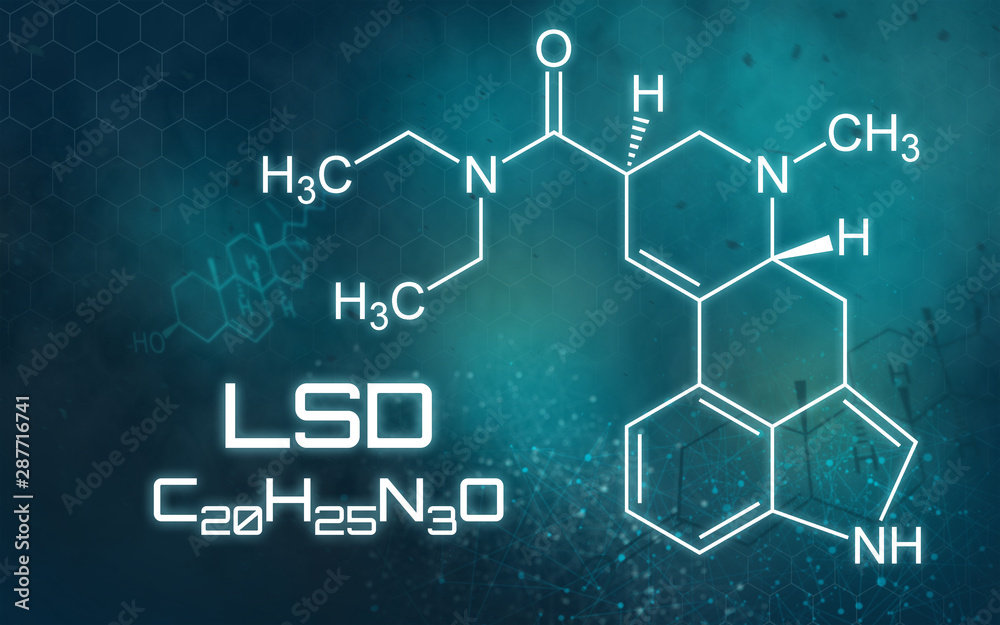 Chemical formula of LSD on a futuristic background Stock Illustration ...