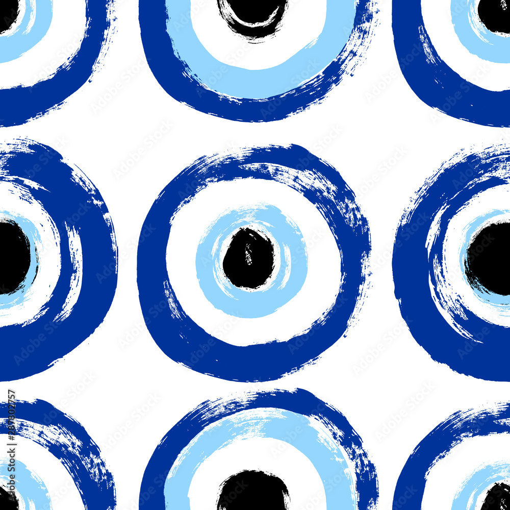 Hand drawn Turkish eye. Seamless pattern with hand drawn Turkish evil ...