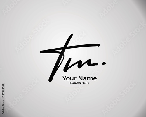T M TM initial logo signature vector. Handwriting concept logo. Stock ...
